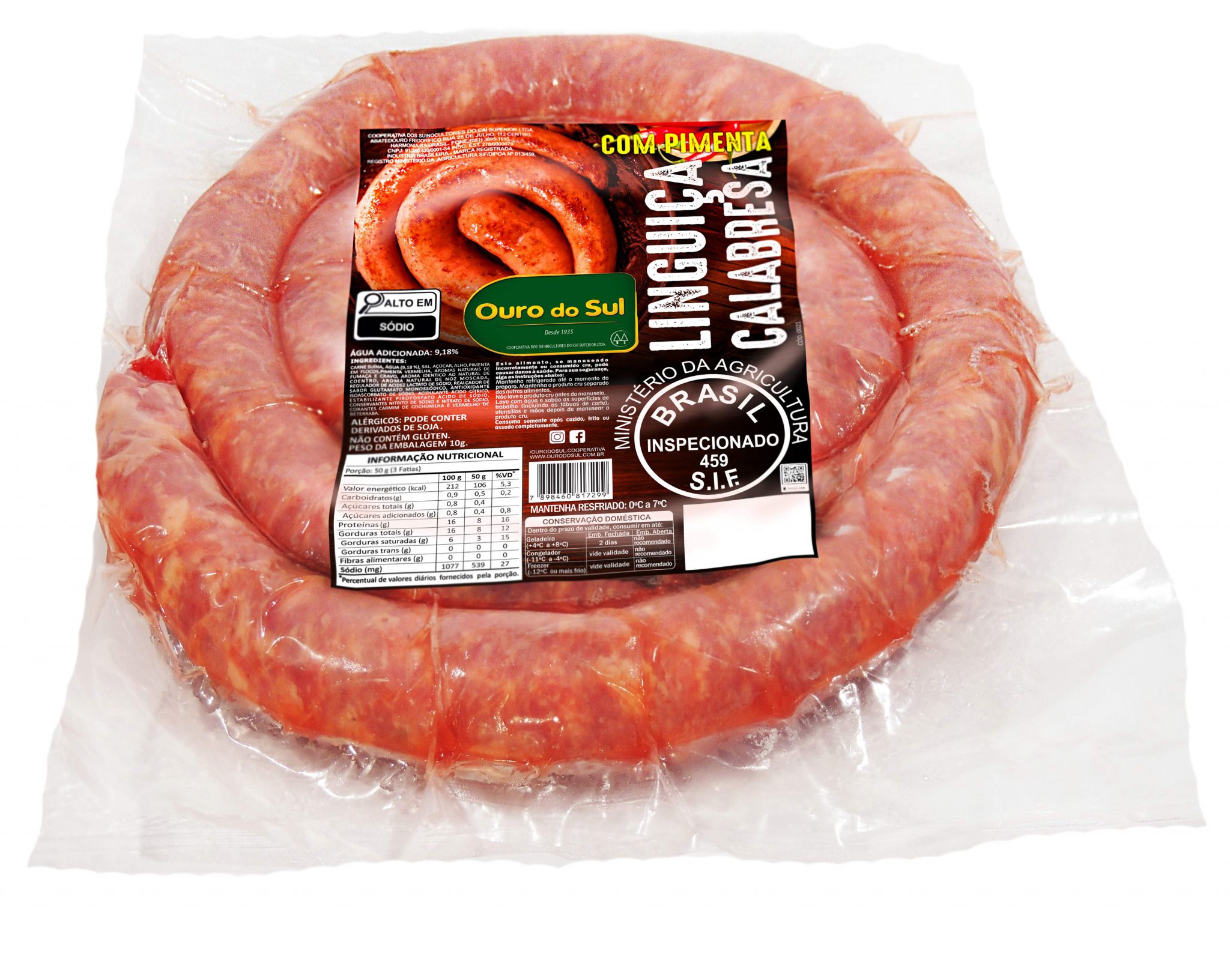 Linguiça Calabresa com pimenta – Ouro do Sul